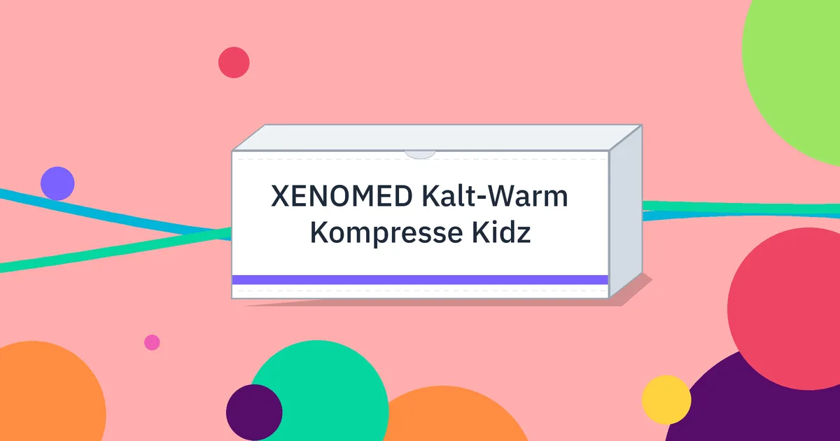 Symbolbild: Packung mit der Aufschrift XENOMED Kalt-Warm Kompresse Kidz (PZN 15410117) – Verfügbarkeit und Bezug in Apotheken in Frankfurt am Main