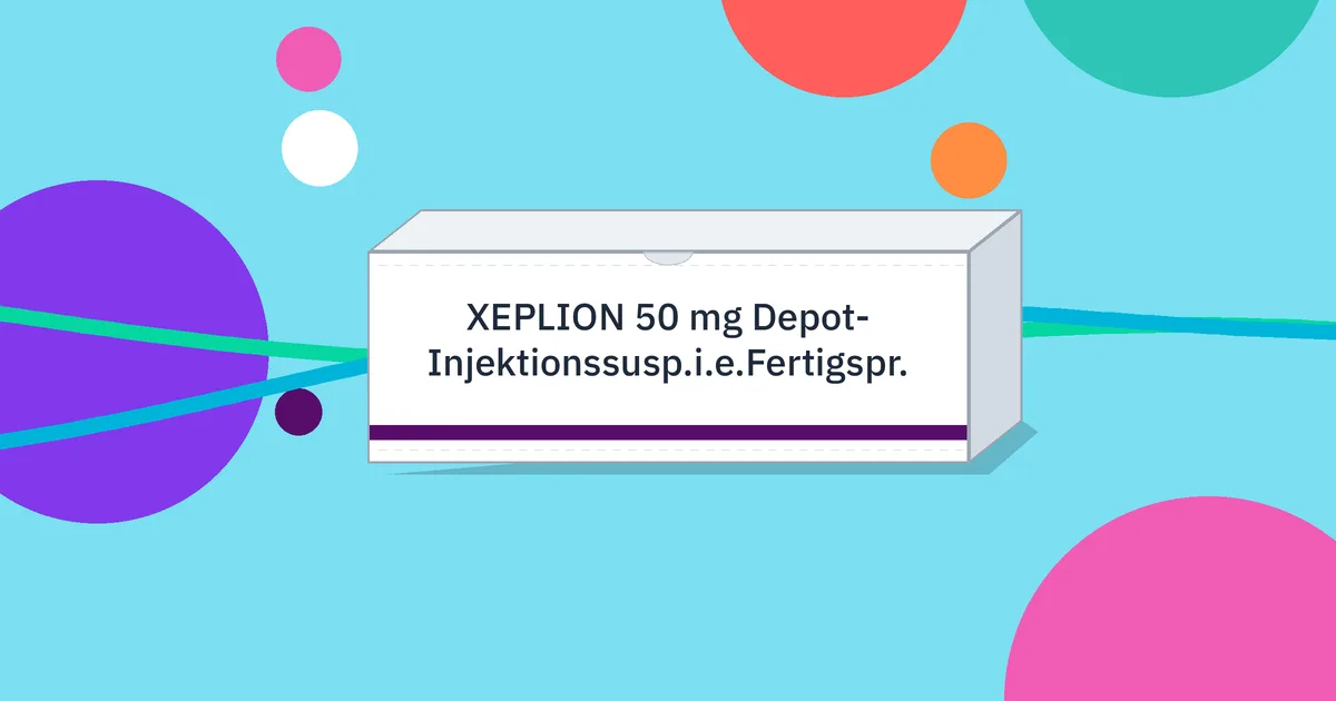 Symbolbild: Packung mit der Aufschrift XEPLION 50 mg Depot-Injektionssusp.i.e.Fertigspr. (PZN 07568554) – Verfügbarkeit und Bezug in Apotheken in Frankfurt am Main