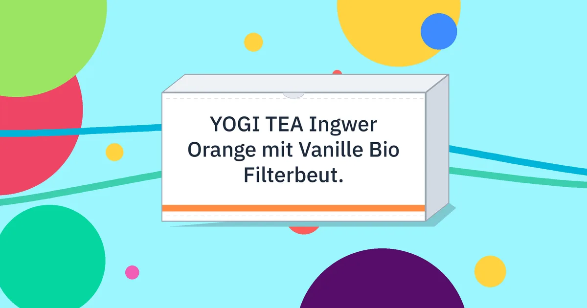 Symbolbild: Packung mit der Aufschrift YOGI TEA Ingwer Orange mit Vanille Bio Filterbeut. (PZN 09688044) – Verfügbarkeit und Bezug in Apotheken in Frankfurt am Main