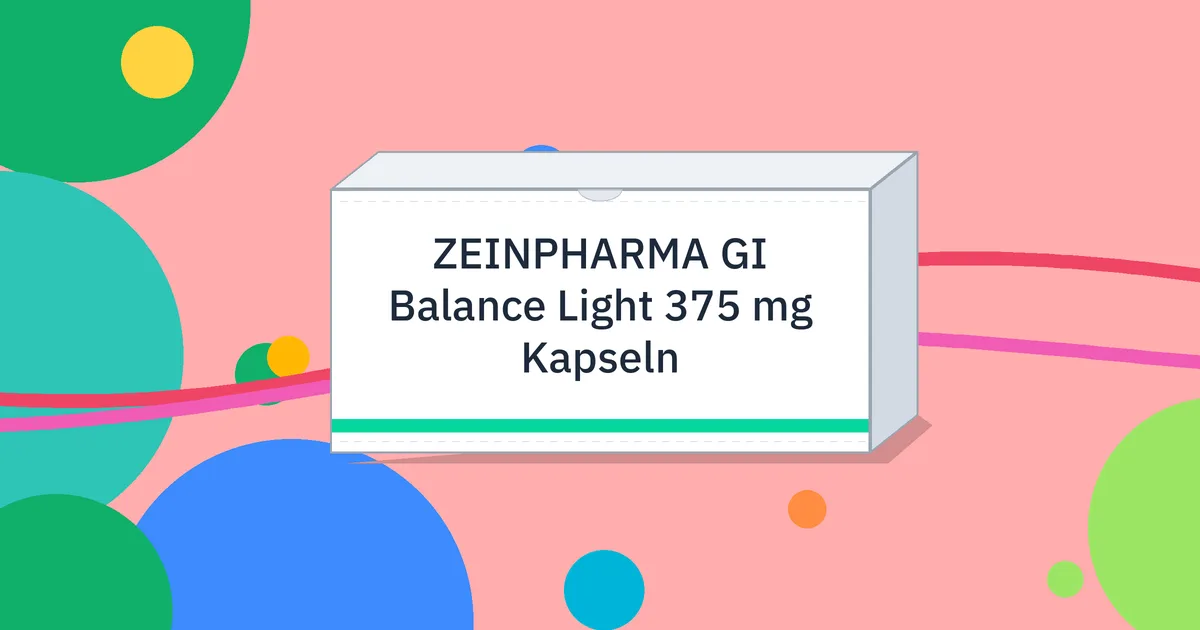 Symbolbild: Packung mit der Aufschrift ZEINPHARMA GI Balance Light 375 mg Kapseln (PZN 11235597) – Verfügbarkeit und Bezug in Apotheken in Frankfurt am Main