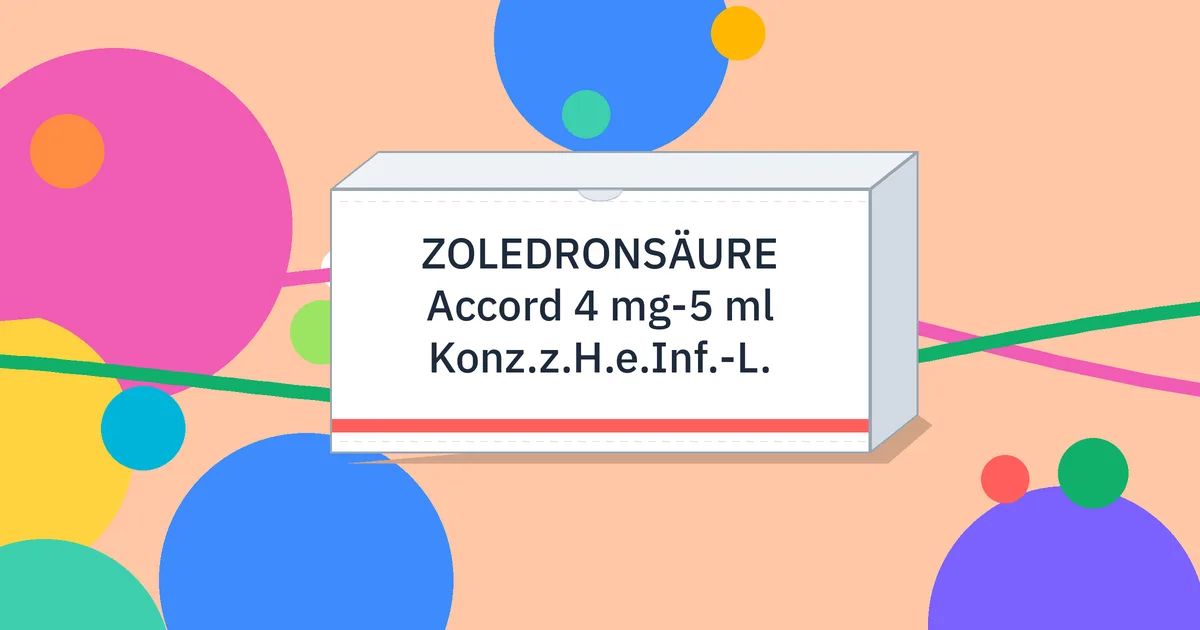Symbolbild: Packung mit der Aufschrift ZOLEDRONSÄURE Accord 4 mg-5 ml Konz.z.H.e.Inf.-L. (PZN 10355023) – Verfügbarkeit und Bezug in Apotheken in Frankfurt am Main