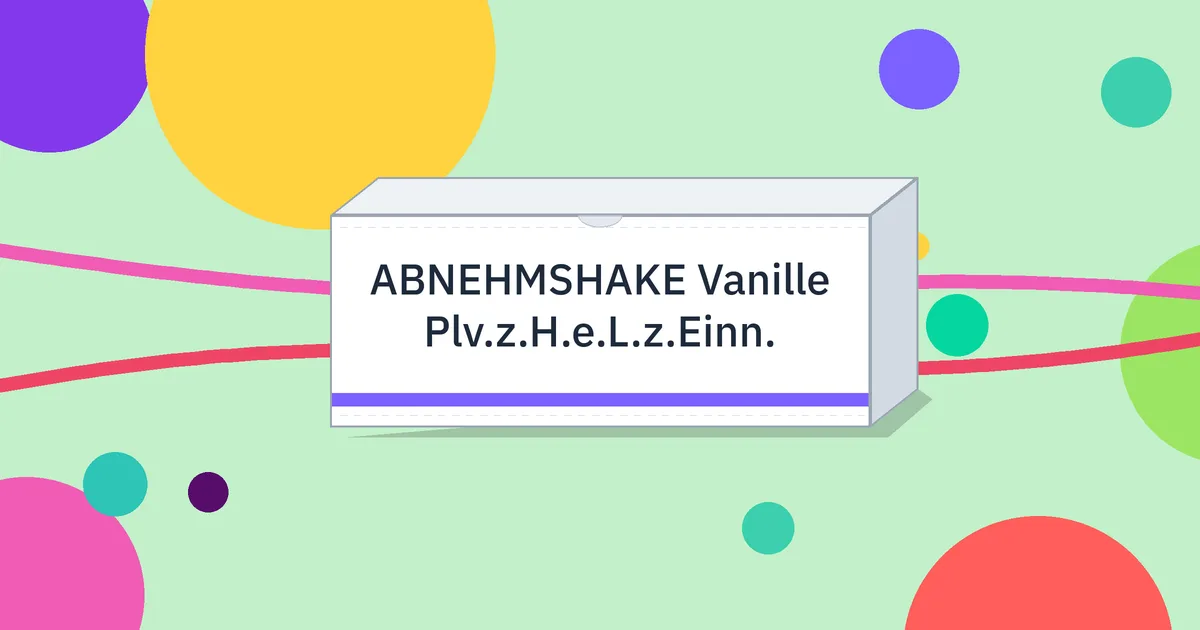 Symbolbild: Packung mit der Aufschrift ABNEHMSHAKE Vanille Plv.z.H.e.L.z.Einn. (PZN 20098159) – Verfügbarkeit und Bezug in Apotheken in Frankfurt am Main
