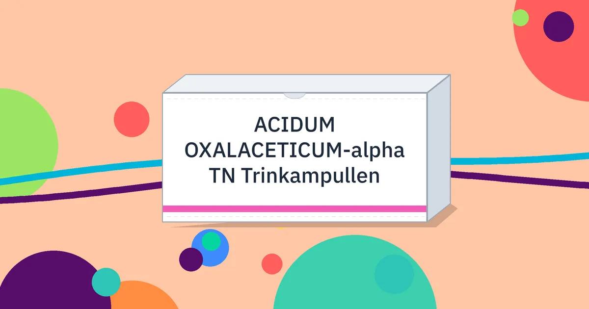 Symbolbild: Packung mit der Aufschrift ACIDUM OXALACETICUM-alpha TN Trinkampullen (PZN 17541740) – Verfügbarkeit und Bezug in Apotheken in Frankfurt am Main