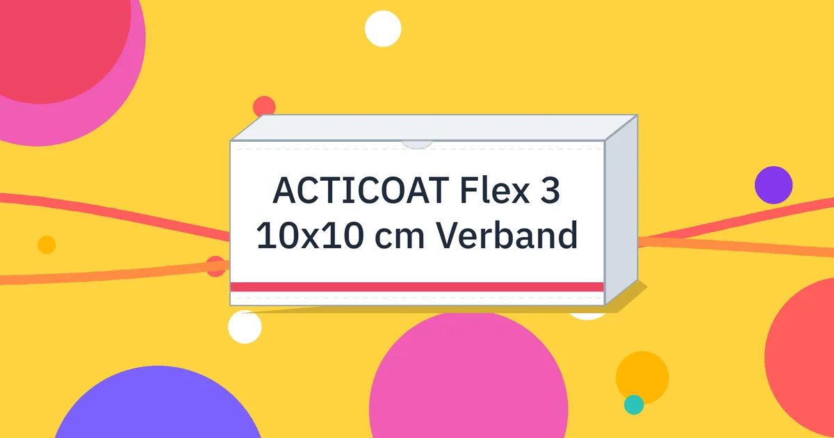 Symbolbild: Packung mit der Aufschrift ACTICOAT Flex 3 10x10 cm Verband (PZN 20802687) – Verfügbarkeit und Bezug in Apotheken in Frankfurt am Main