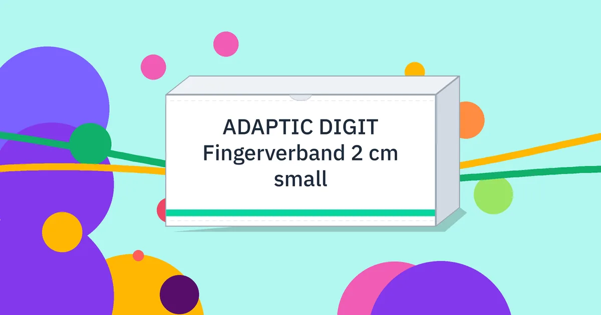 Symbolbild: Packung mit der Aufschrift ADAPTIC DIGIT Fingerverband 2 cm small (PZN 11318225) – Verfügbarkeit und Bezug in Apotheken in Frankfurt am Main