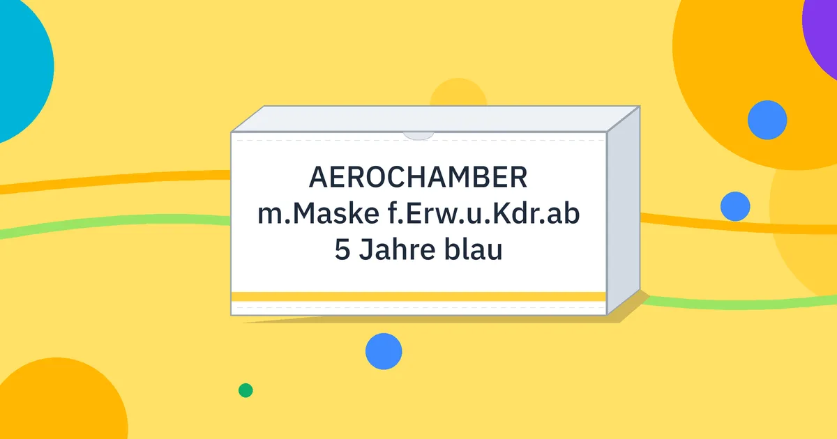Symbolbild: Packung mit der Aufschrift AEROCHAMBER m.Maske f.Erw.u.Kdr.ab 5 Jahre blau (PZN 09374067) – Verfügbarkeit und Bezug in Apotheken in Frankfurt am Main