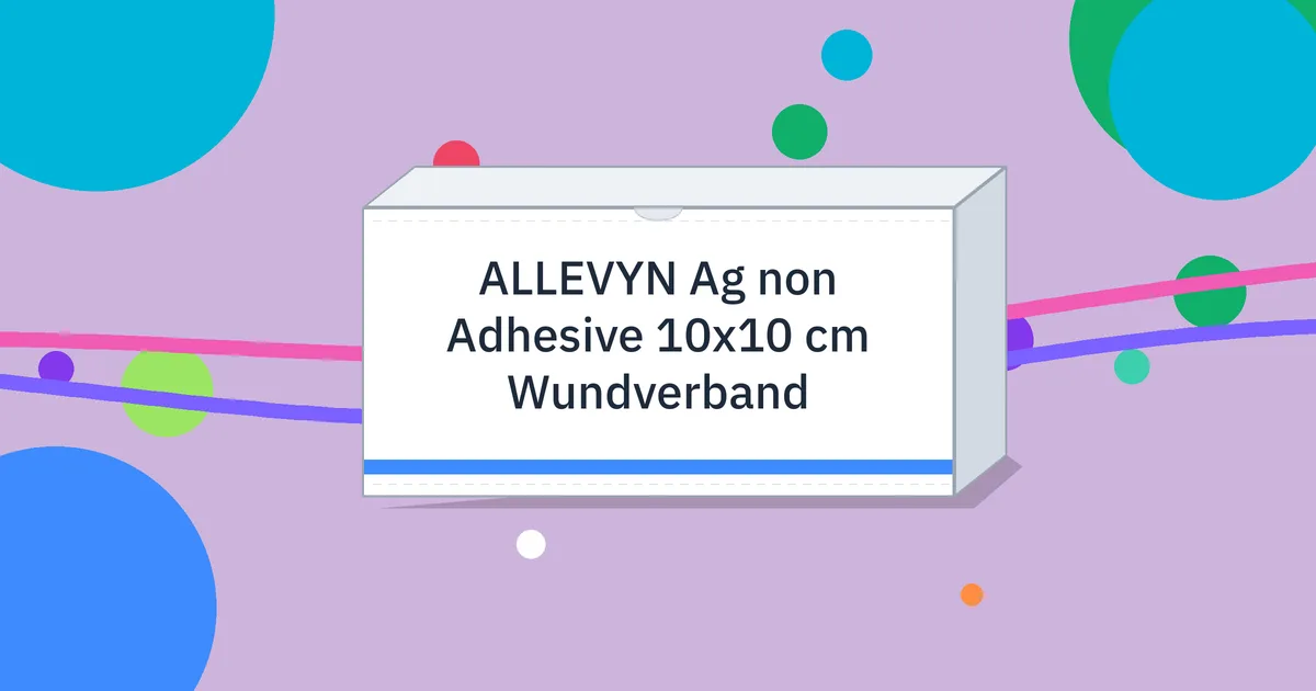 Symbolbild: Packung mit der Aufschrift ALLEVYN Ag non Adhesive 10x10 cm Wundverband (PZN 12601673) – Verfügbarkeit und Bezug in Apotheken in Frankfurt am Main