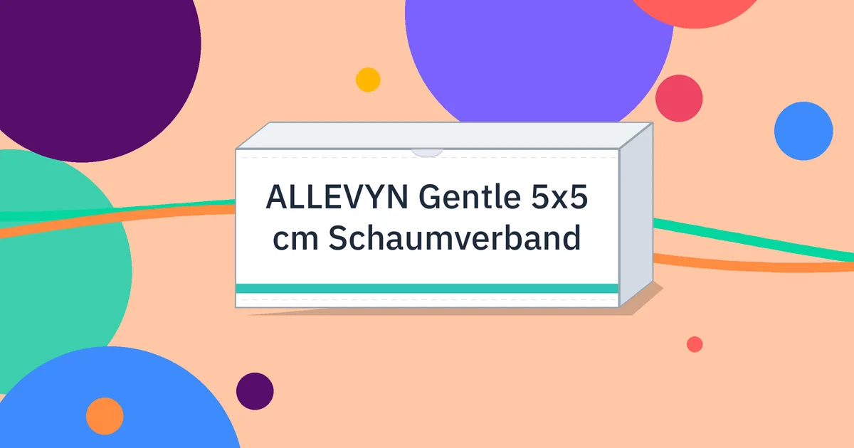 Symbolbild: Packung mit der Aufschrift ALLEVYN Gentle 5x5 cm Schaumverband (PZN 19753050) – Verfügbarkeit und Bezug in Apotheken in Frankfurt am Main