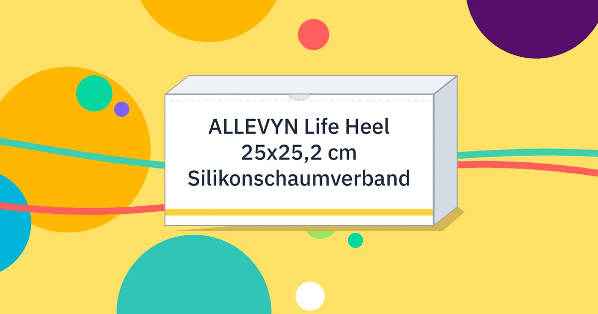 Symbolbild: Packung mit der Aufschrift ALLEVYN Life Heel 25x25,2 cm Silikonschaumverband (PZN 13347656) – Verfügbarkeit und Bezug in Apotheken in Frankfurt am Main