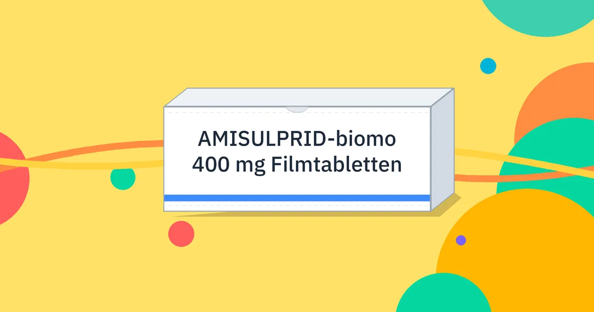 Symbolbild: Packung mit der Aufschrift AMISULPRID-biomo 400 mg Filmtabletten (PZN 04817407) – Verfügbarkeit und Bezug in Apotheken in Frankfurt am Main