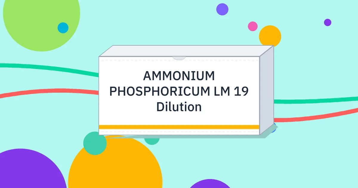Symbolbild: Packung mit der Aufschrift AMMONIUM PHOSPHORICUM LM 19 Dilution (PZN 13322343) – Verfügbarkeit und Bezug in Apotheken in Frankfurt am Main