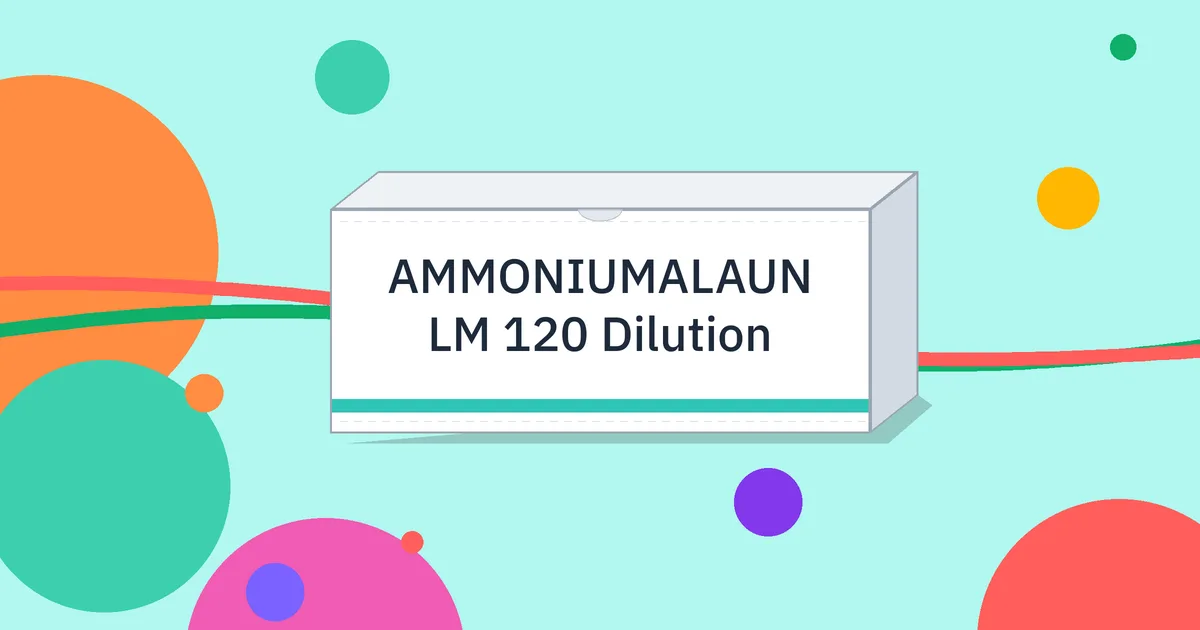 Symbolbild: Packung mit der Aufschrift AMMONIUMALAUN LM 120 Dilution (PZN 13324968) – Verfügbarkeit und Bezug in Apotheken in Frankfurt am Main