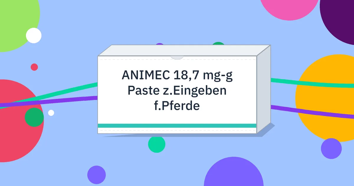 Symbolbild: Packung mit der Aufschrift ANIMEC 18,7 mg-g Paste z.Eingeben f.Pferde (PZN 13881841) – Verfügbarkeit und Bezug in Apotheken in Frankfurt am Main