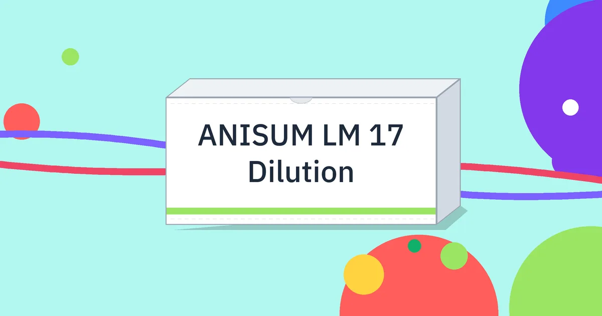 Symbolbild: Packung mit der Aufschrift ANISUM LM 17 Dilution (PZN 12762956) – Verfügbarkeit und Bezug in Apotheken in Frankfurt am Main