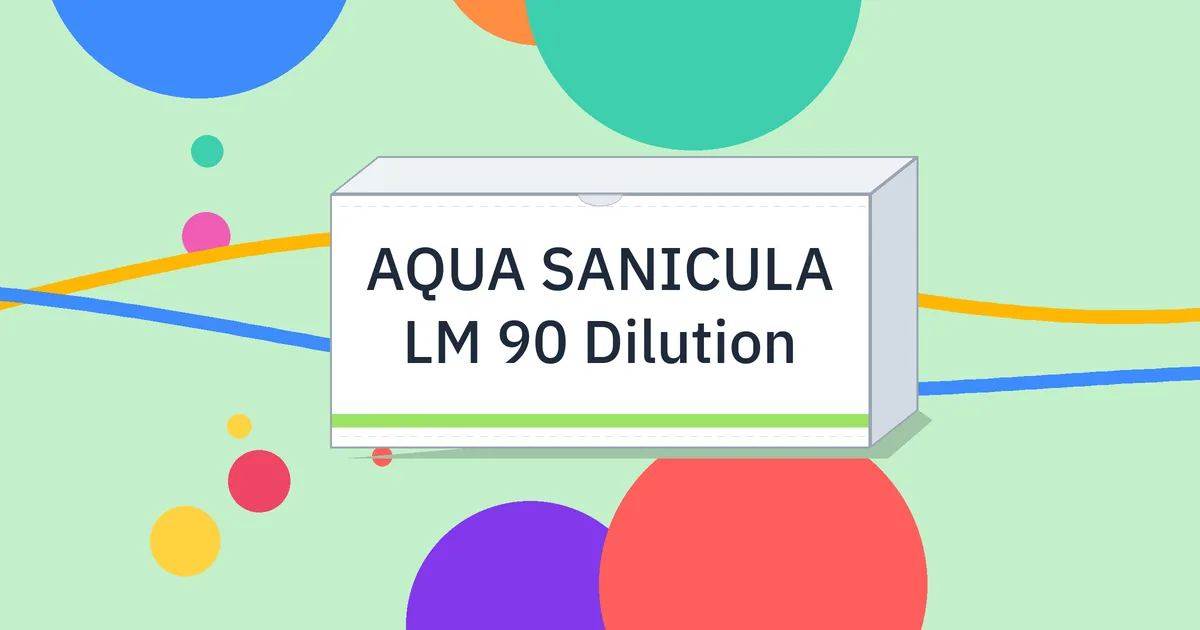 Symbolbild: Packung mit der Aufschrift AQUA SANICULA LM 90 Dilution (PZN 13382500) – Verfügbarkeit und Bezug in Apotheken in Frankfurt am Main