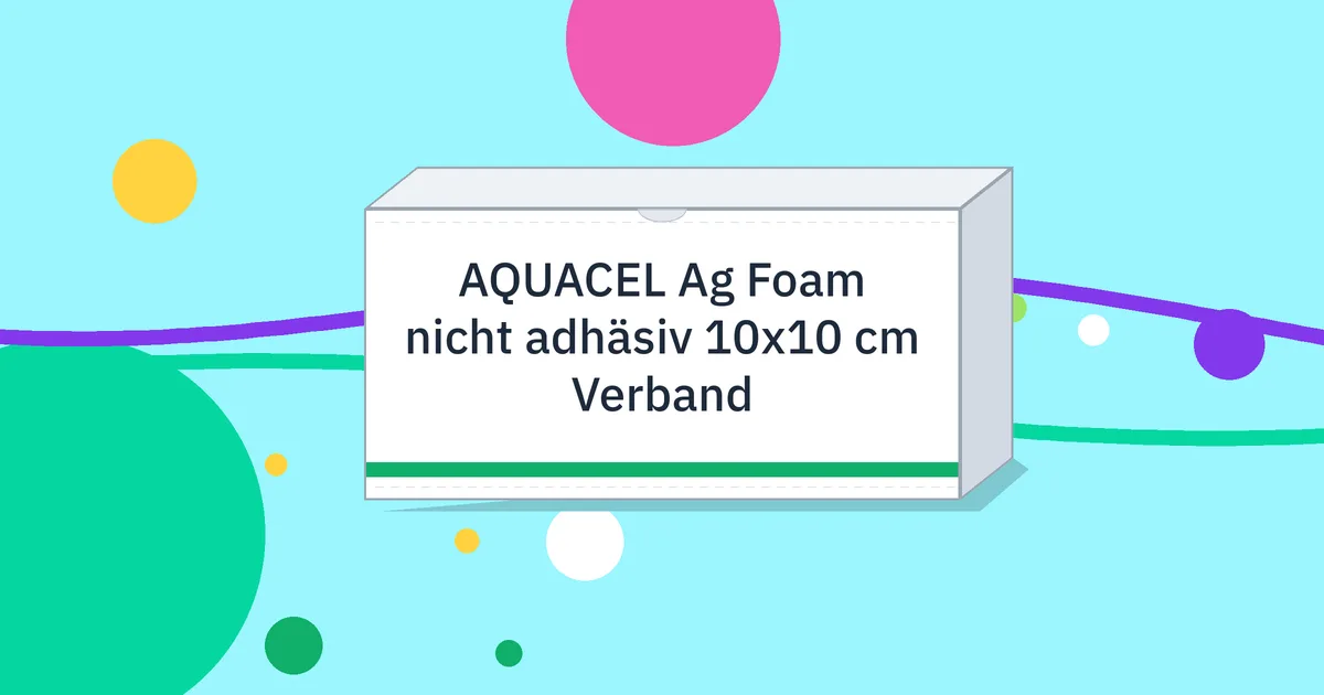 Symbolbild: Packung mit der Aufschrift AQUACEL Ag Foam nicht adhäsiv 10x10 cm Verband (PZN 09060624) – Verfügbarkeit und Bezug in Apotheken in Frankfurt am Main