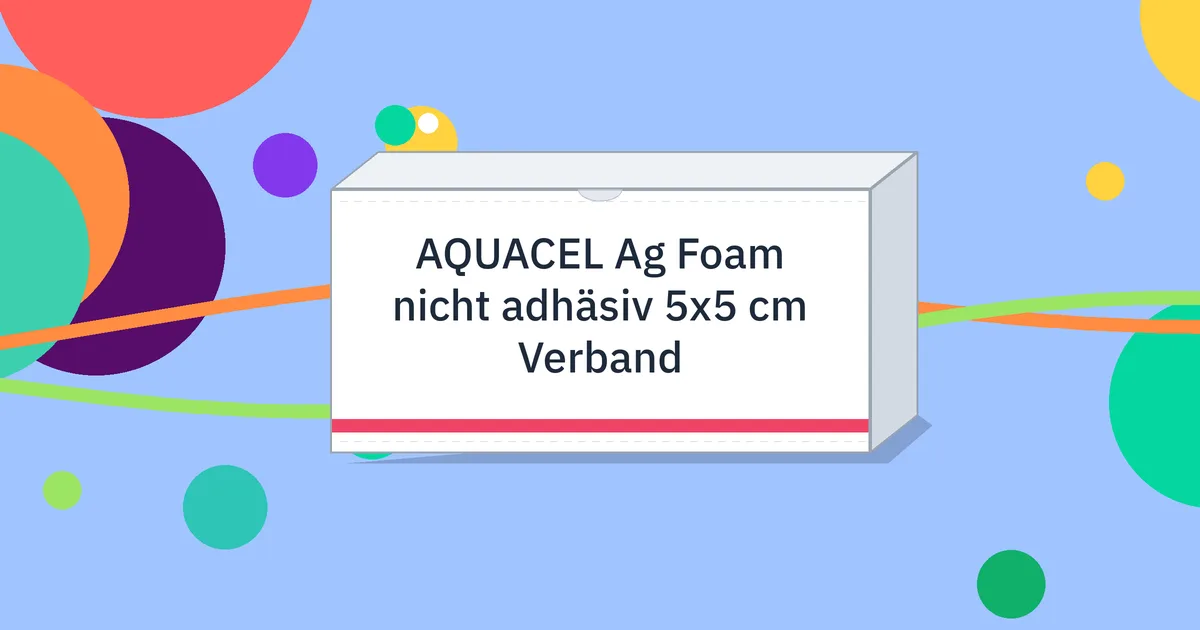 Symbolbild: Packung mit der Aufschrift AQUACEL Ag Foam nicht adhäsiv 5x5 cm Verband (PZN 12419744) – Verfügbarkeit und Bezug in Apotheken in Frankfurt am Main
