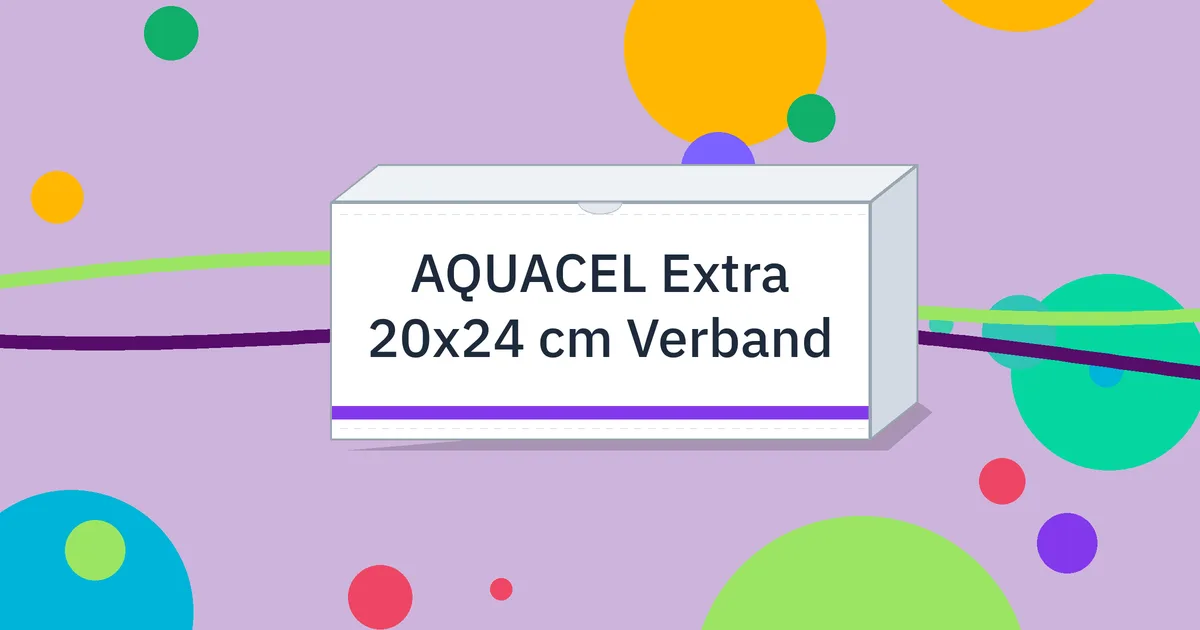 Symbolbild: Packung mit der Aufschrift AQUACEL Extra 20x24 cm Verband (PZN 19846455) – Verfügbarkeit und Bezug in Apotheken in Frankfurt am Main