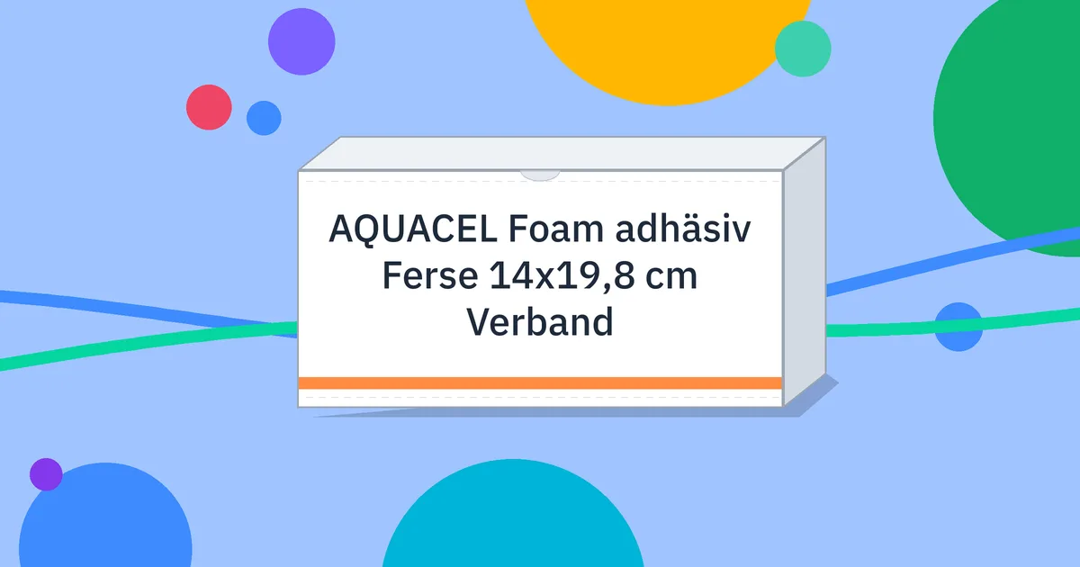 Symbolbild: Packung mit der Aufschrift AQUACEL Foam adhäsiv Ferse 14x19,8 cm Verband (PZN 18126345) – Verfügbarkeit und Bezug in Apotheken in Frankfurt am Main