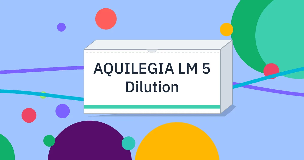 Symbolbild: Packung mit der Aufschrift AQUILEGIA LM 5 Dilution (PZN 13383617) – Verfügbarkeit und Bezug in Apotheken in Frankfurt am Main