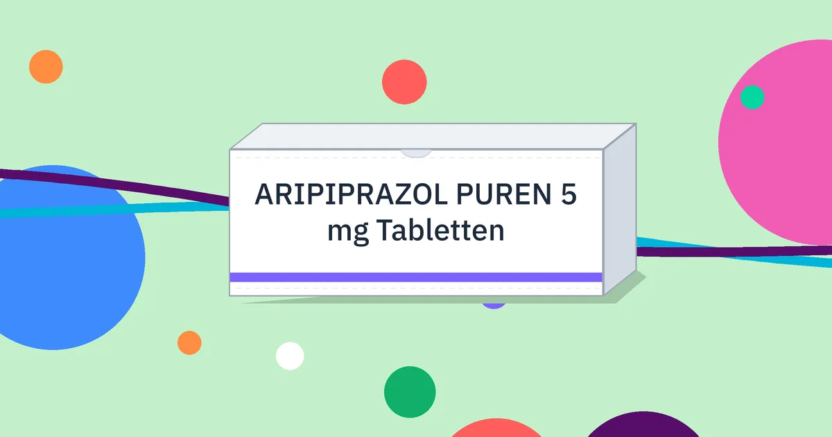 Symbolbild: Packung mit der Aufschrift ARIPIPRAZOL PUREN 5 mg Tabletten (PZN 10319004) – Verfügbarkeit und Bezug in Apotheken in Frankfurt am Main