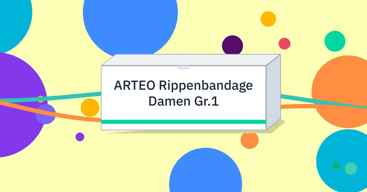 Symbolbild: Packung mit der Aufschrift ARTEO Rippenbandage Damen Gr.1 (PZN 12494881) – Verfügbarkeit und Bezug in Apotheken in Frankfurt am Main