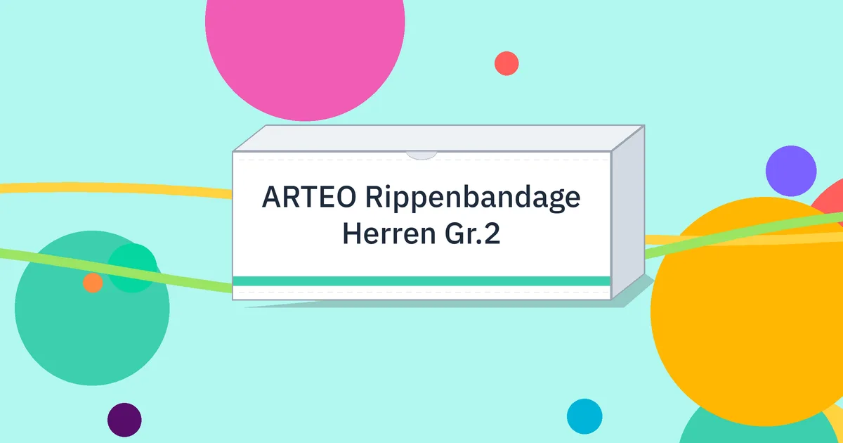 Symbolbild: Packung mit der Aufschrift ARTEO Rippenbandage Herren Gr.2 (PZN 12494935) – Verfügbarkeit und Bezug in Apotheken in Frankfurt am Main