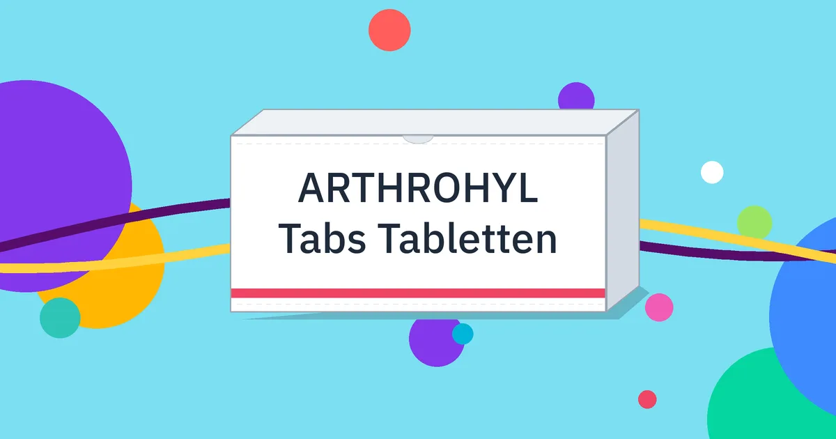 Symbolbild: Packung mit der Aufschrift ARTHROHYL Tabs Tabletten (PZN 09385473) – Verfügbarkeit und Bezug in Apotheken in Frankfurt am Main