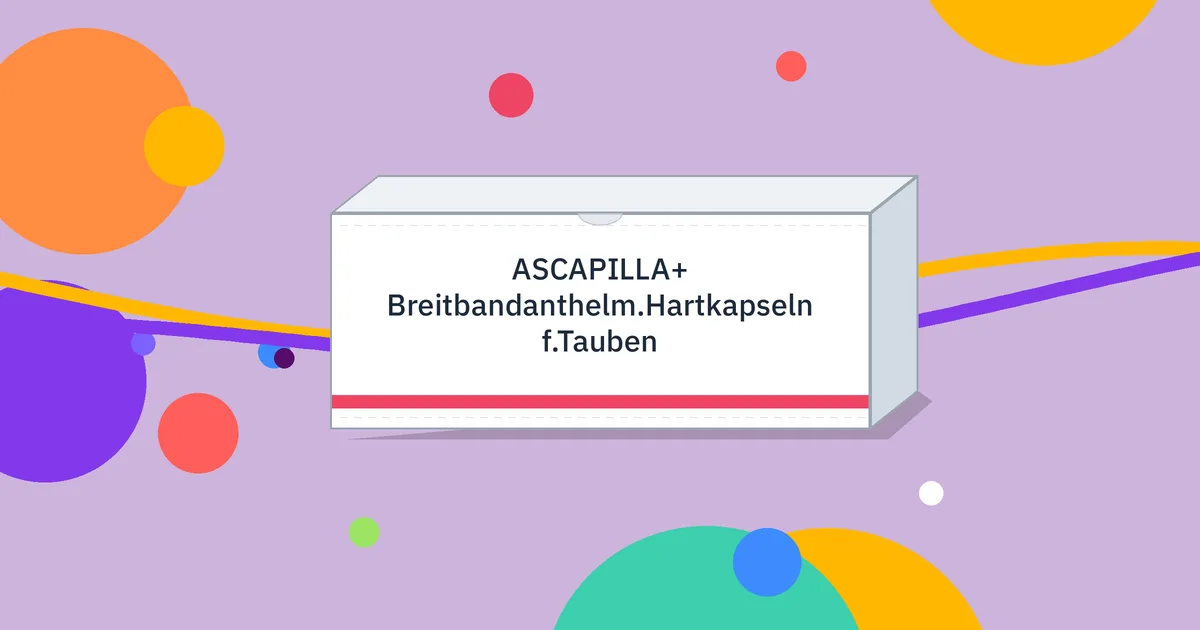 Symbolbild: Packung mit der Aufschrift ASCAPILLA+ Breitbandanthelm.Hartkapseln f.Tauben (PZN 08782077) – Verfügbarkeit und Bezug in Apotheken in Frankfurt am Main