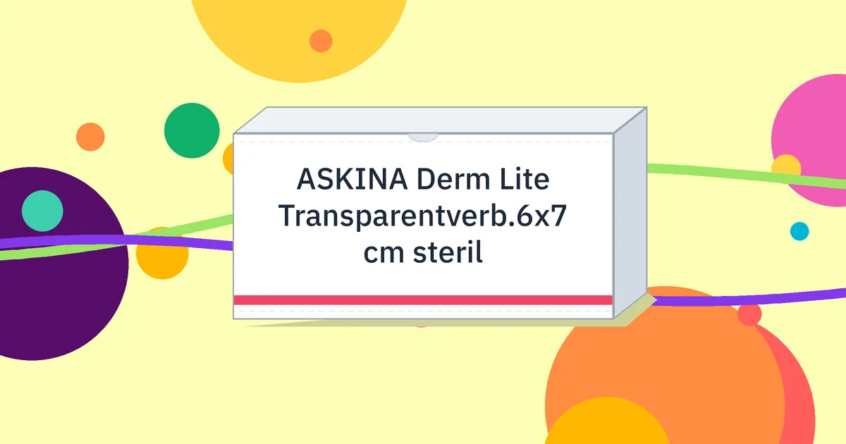 Symbolbild: Packung mit der Aufschrift ASKINA Derm Lite Transparentverb.6x7 cm steril (PZN 19452420) – Verfügbarkeit und Bezug in Apotheken in Frankfurt am Main