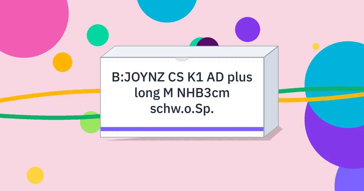Symbolbild: Packung mit der Aufschrift B:JOYNZ CS K1 AD plus long M NHB3cm schw.o.Sp. (PZN 20529636) – Verfügbarkeit und Bezug in Apotheken in Frankfurt am Main