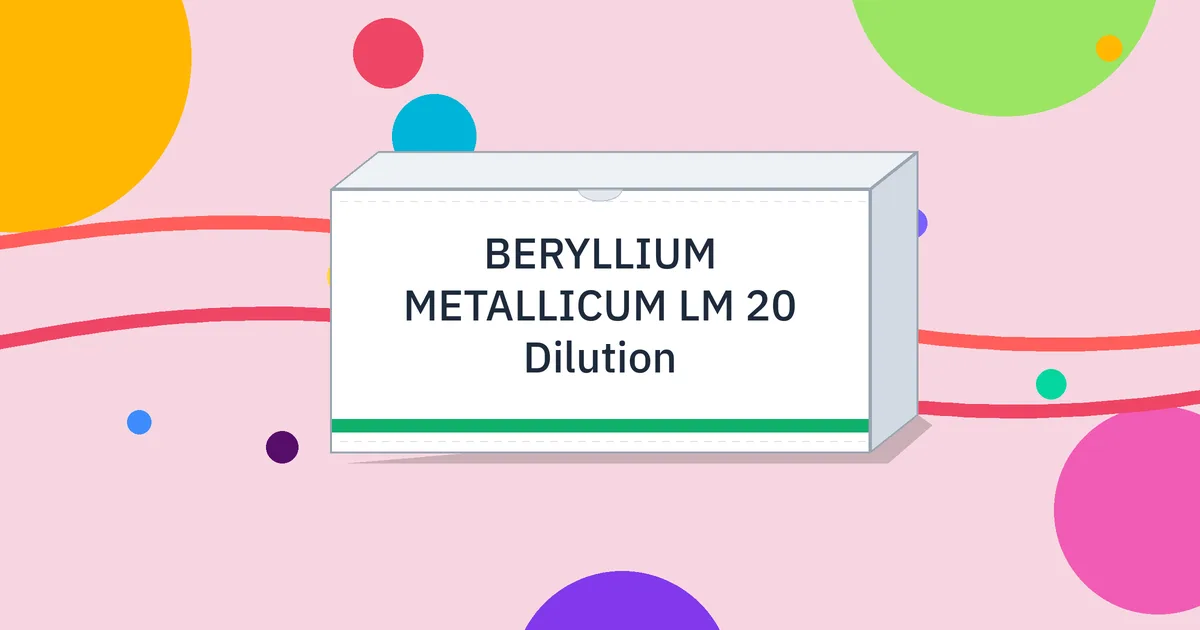 Symbolbild: Packung mit der Aufschrift BERYLLIUM METALLICUM LM 20 Dilution (PZN 12793448) – Verfügbarkeit und Bezug in Apotheken in Frankfurt am Main