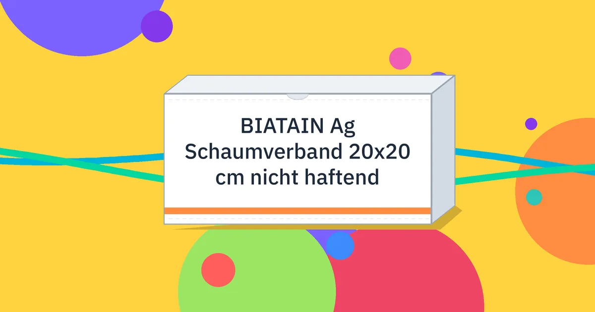 Symbolbild: Packung mit der Aufschrift BIATAIN Ag Schaumverband 20x20 cm nicht haftend (PZN 19223487) – Verfügbarkeit und Bezug in Apotheken in Frankfurt am Main