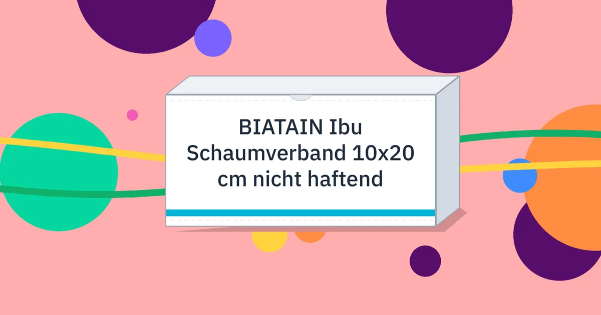 Symbolbild: Packung mit der Aufschrift BIATAIN Ibu Schaumverband 10x20 cm nicht haftend (PZN 19474605) – Verfügbarkeit und Bezug in Apotheken in Frankfurt am Main