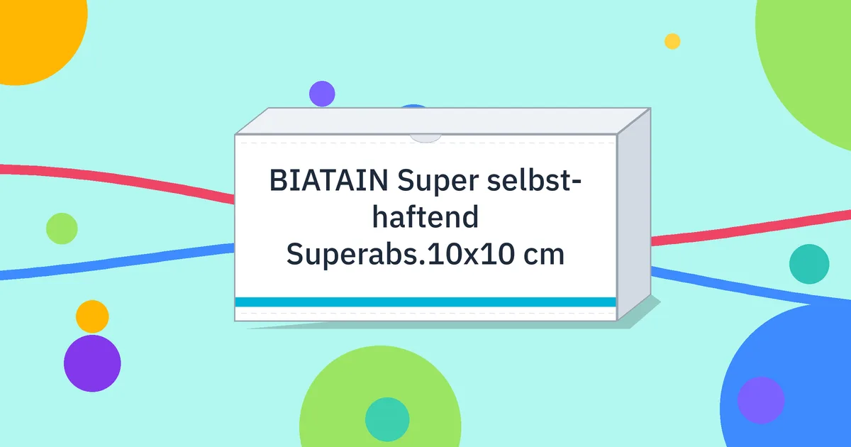 Symbolbild: Packung mit der Aufschrift BIATAIN Super selbst-haftend Superabs.10x10 cm (PZN 01402947) – Verfügbarkeit und Bezug in Apotheken in Frankfurt am Main