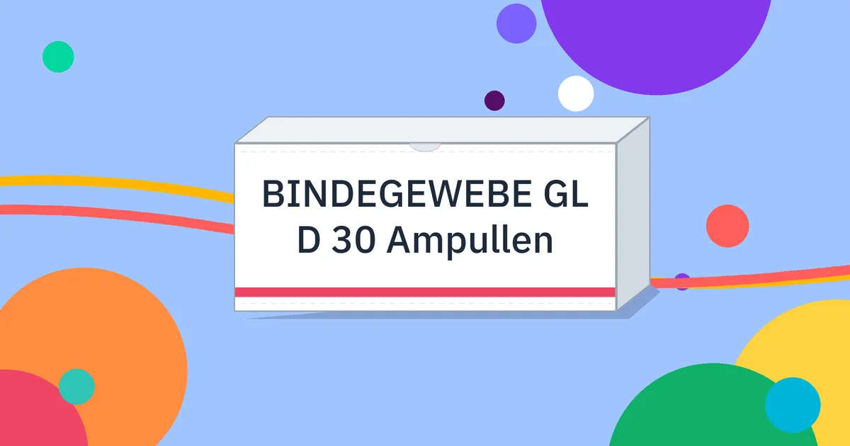 Symbolbild: Packung mit der Aufschrift BINDEGEWEBE GL D 30 Ampullen (PZN 03359629) – Verfügbarkeit und Bezug in Apotheken in Frankfurt am Main
