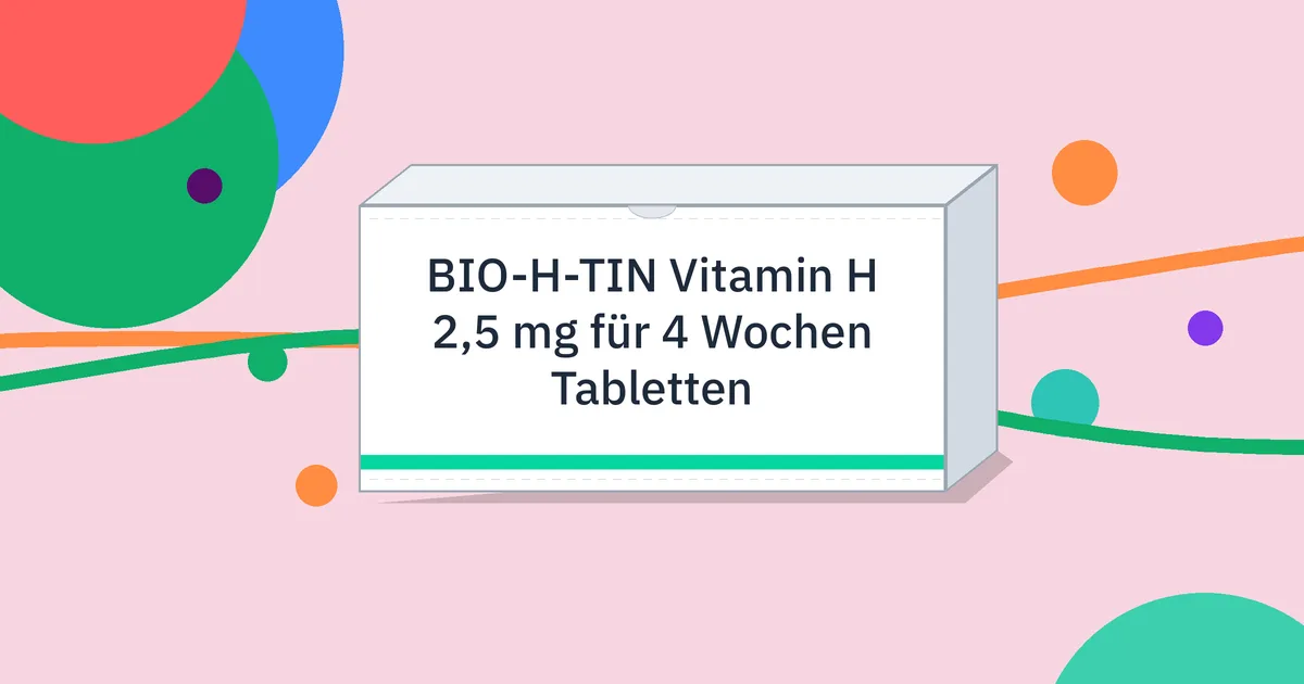 Symbolbild: Packung mit der Aufschrift BIO-H-TIN Vitamin H 2,5 mg für 4 Wochen Tabletten (PZN 09900426) – Verfügbarkeit und Bezug in Apotheken in Frankfurt am Main
