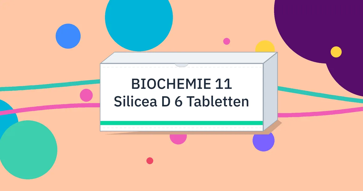 Symbolbild: Packung mit der Aufschrift BIOCHEMIE 11 Silicea D 6 Tabletten (PZN 05955637) – Verfügbarkeit und Bezug in Apotheken in Frankfurt am Main