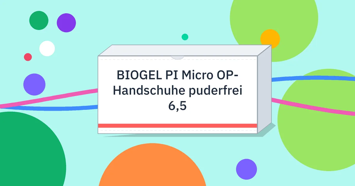 Symbolbild: Packung mit der Aufschrift BIOGEL PI Micro OP-Handschuhe puderfrei 6,5 (PZN 13864802) – Verfügbarkeit und Bezug in Apotheken in Frankfurt am Main