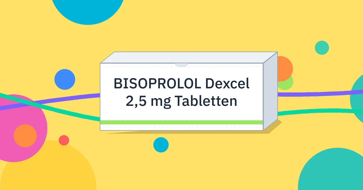 Symbolbild: Packung mit der Aufschrift BISOPROLOL Dexcel 2,5 mg Tabletten (PZN 01921400) – Verfügbarkeit und Bezug in Apotheken in Frankfurt am Main