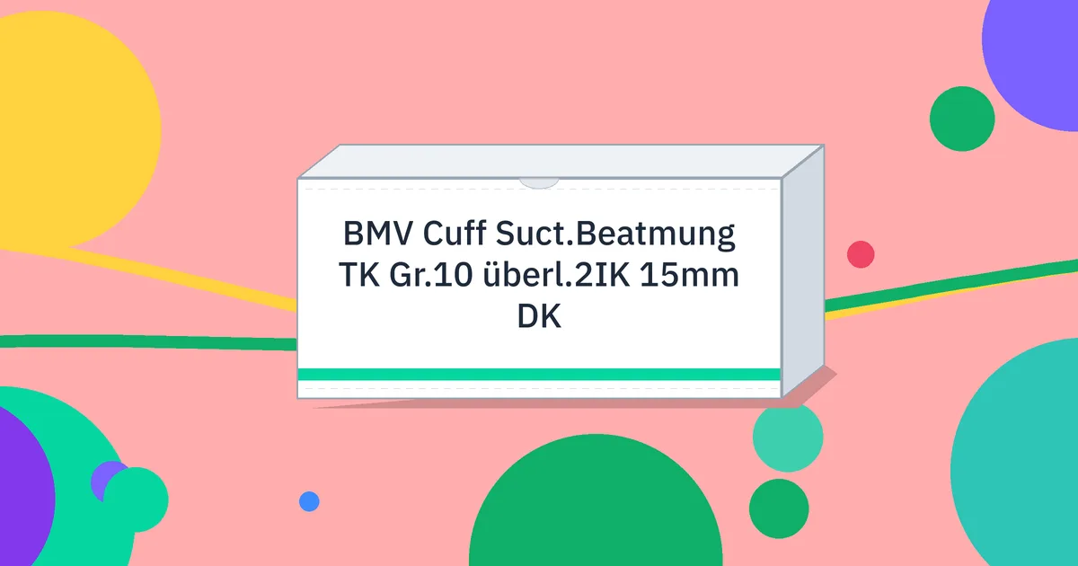 Symbolbild: Packung mit der Aufschrift BMV Cuff Suct.Beatmung TK Gr.10 überl.2IK 15mm DK (PZN 18383349) – Verfügbarkeit und Bezug in Apotheken in Frankfurt am Main
