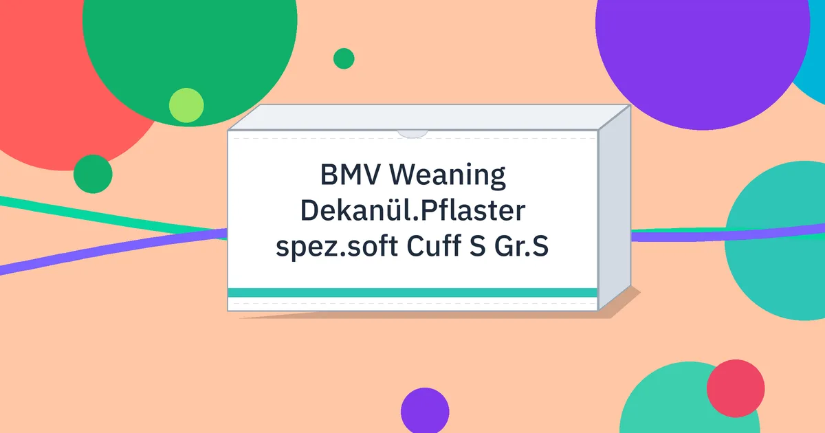 Symbolbild: Packung mit der Aufschrift BMV Weaning Dekanül.Pflaster spez.soft Cuff S Gr.S (PZN 16608620) – Verfügbarkeit und Bezug in Apotheken in Frankfurt am Main