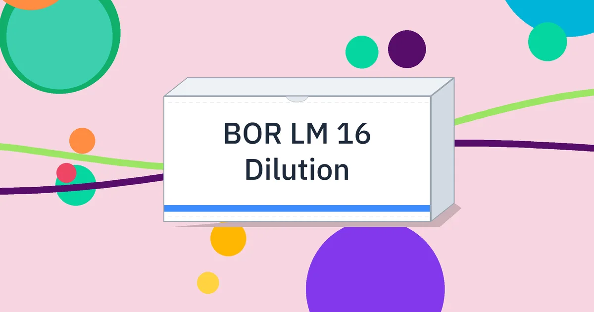Symbolbild: Packung mit der Aufschrift BOR LM 16 Dilution (PZN 12795708) – Verfügbarkeit und Bezug in Apotheken in Frankfurt am Main