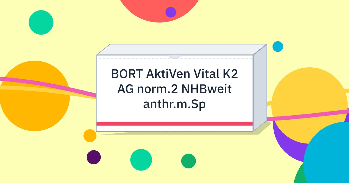 Symbolbild: Packung mit der Aufschrift BORT AktiVen Vital K2 AG norm.2 NHBweit anthr.m.Sp (PZN 13734637) – Verfügbarkeit und Bezug in Apotheken in Frankfurt am Main