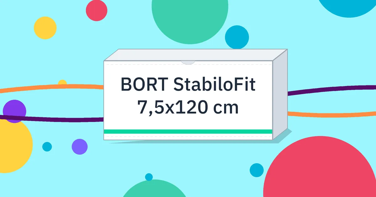 Symbolbild: Packung mit der Aufschrift BORT StabiloFit 7,5x120 cm (PZN 01140393) – Verfügbarkeit und Bezug in Apotheken in Frankfurt am Main