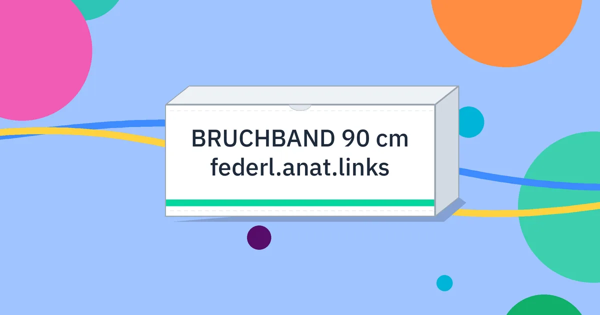Symbolbild: Packung mit der Aufschrift BRUCHBAND 90 cm federl.anat.links (PZN 01961687) – Verfügbarkeit und Bezug in Apotheken in Frankfurt am Main