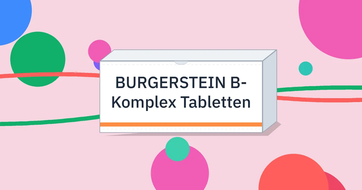 Symbolbild: Packung mit der Aufschrift BURGERSTEIN B-Komplex Tabletten (PZN 14303508) – Verfügbarkeit und Bezug in Apotheken in Frankfurt am Main