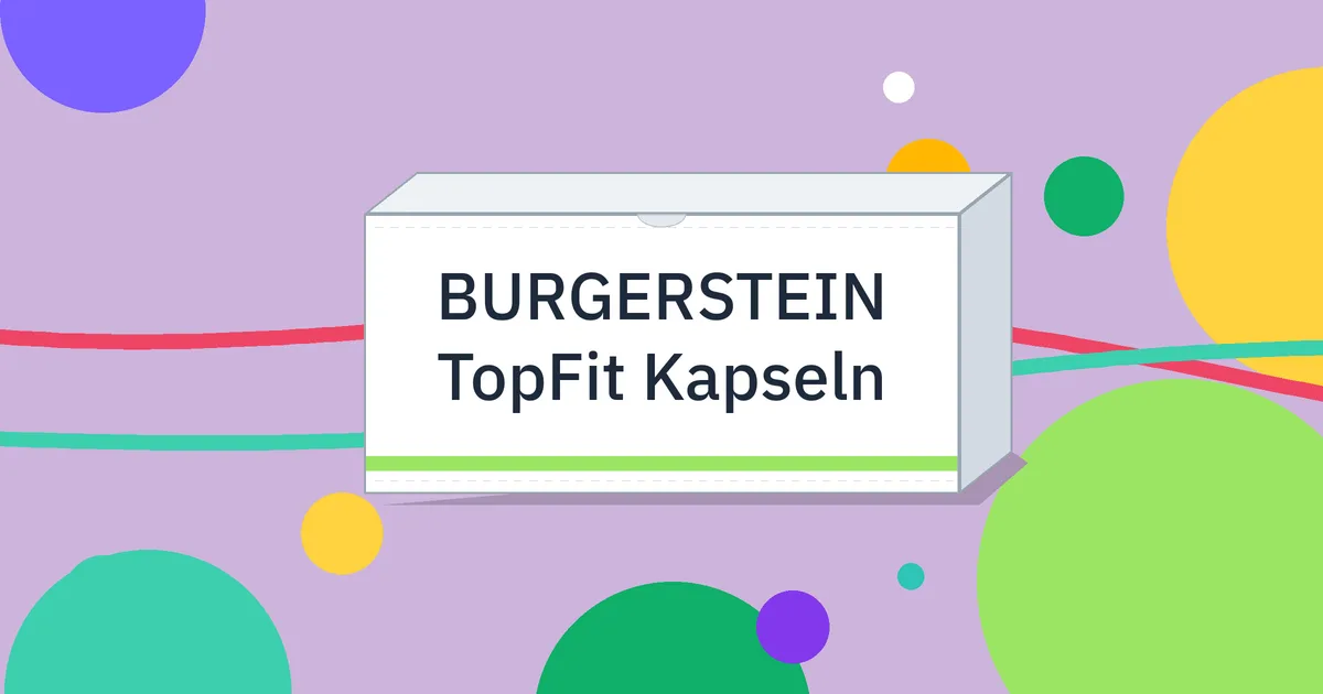 Symbolbild: Packung mit der Aufschrift BURGERSTEIN TopFit Kapseln (PZN 20514385) – Verfügbarkeit und Bezug in Apotheken in Frankfurt am Main