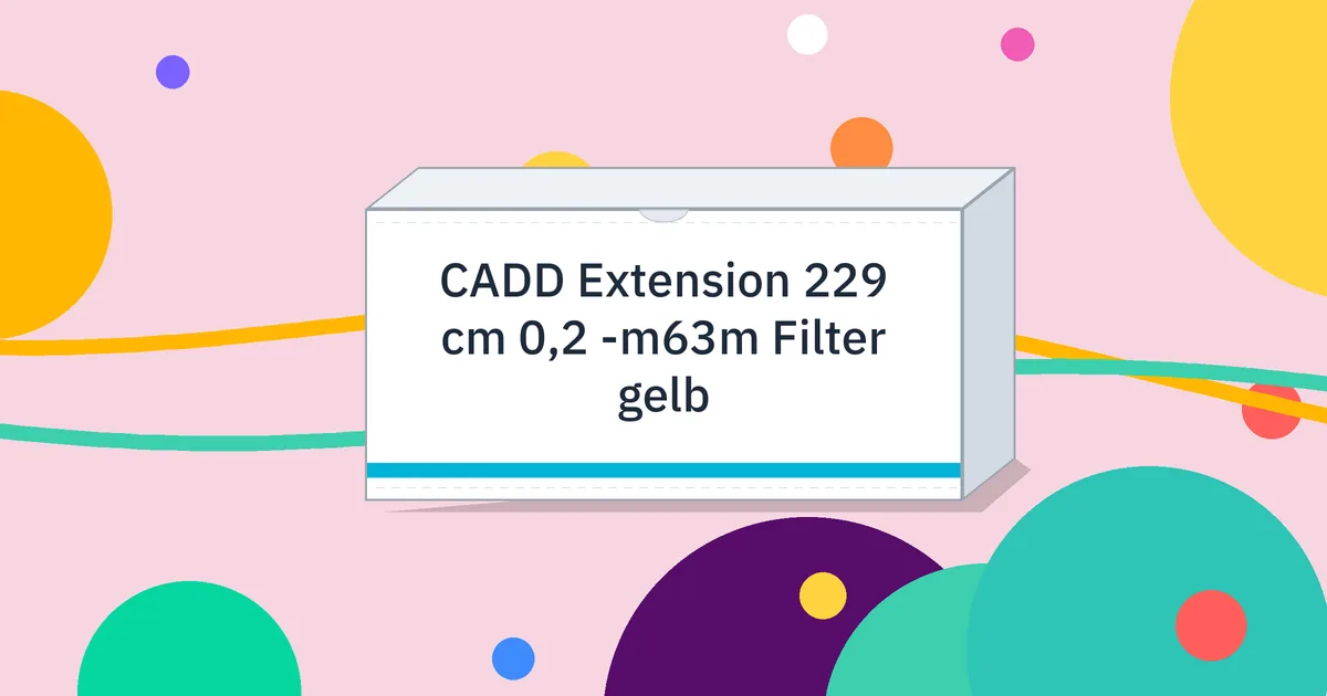 Symbolbild: Packung mit der Aufschrift CADD Extension 229 cm 0,2 -m63m Filter gelb (PZN 11479402) – Verfügbarkeit und Bezug in Apotheken in Frankfurt am Main