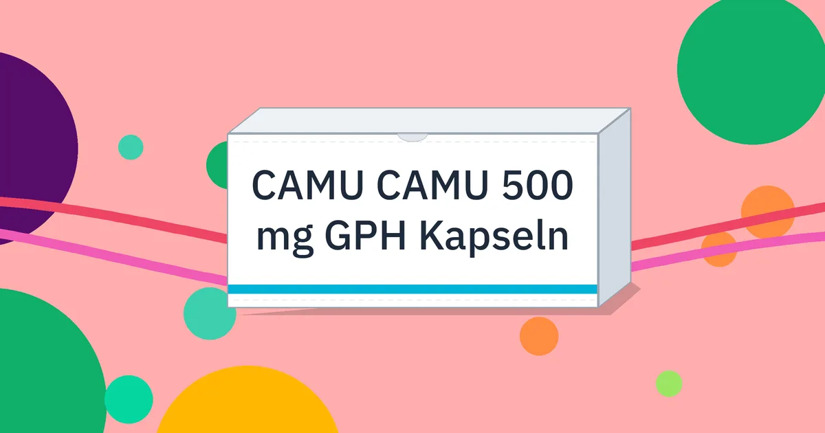 Symbolbild: Packung mit der Aufschrift CAMU CAMU 500 mg GPH Kapseln (PZN 09721681) – Verfügbarkeit und Bezug in Apotheken in Frankfurt am Main
